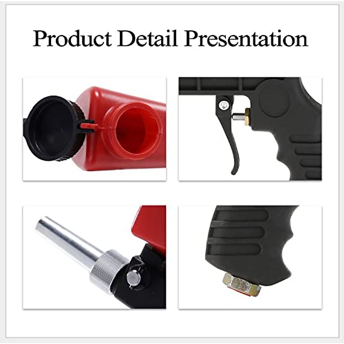 Sandblaster Sand Blaster Gun Kit,Portable 90psi Gravity Sand Blasting Spray Tool,Pneumatic Sandblaster for Air Compressor,Remove Paint, Stains, Rust & Clean Surfaces(Red)