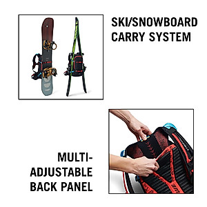 USWE Pow 25L, Ski and Snowboard Backpack with Back Protector, for Men and Women. Insulated Snow Hydration Pack with Thermo Cell Freeze Protection. Bounce Free. Black.