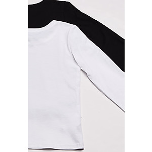 The Children's Place baby girls And Toddler Long Sleeve Basic Layering T-shirt T Shirt, Black/White 2 Pack, 4T US