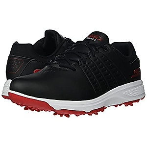 Skechers Men's Torque Waterproof Golf Shoe, Black/Red Sole, 10