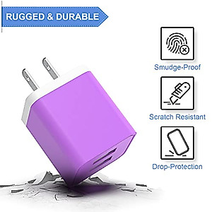 6Pack USB Wall Charger, iGENJUN 2.4A Dual USB Port Cube Power Plug Adapter Fast Phone Charger Block Charging Box Brick for iPhone 14/14 Pro/14 Pro Max/13, Samsung Galaxy, Pixel, LG, Android-Colorful