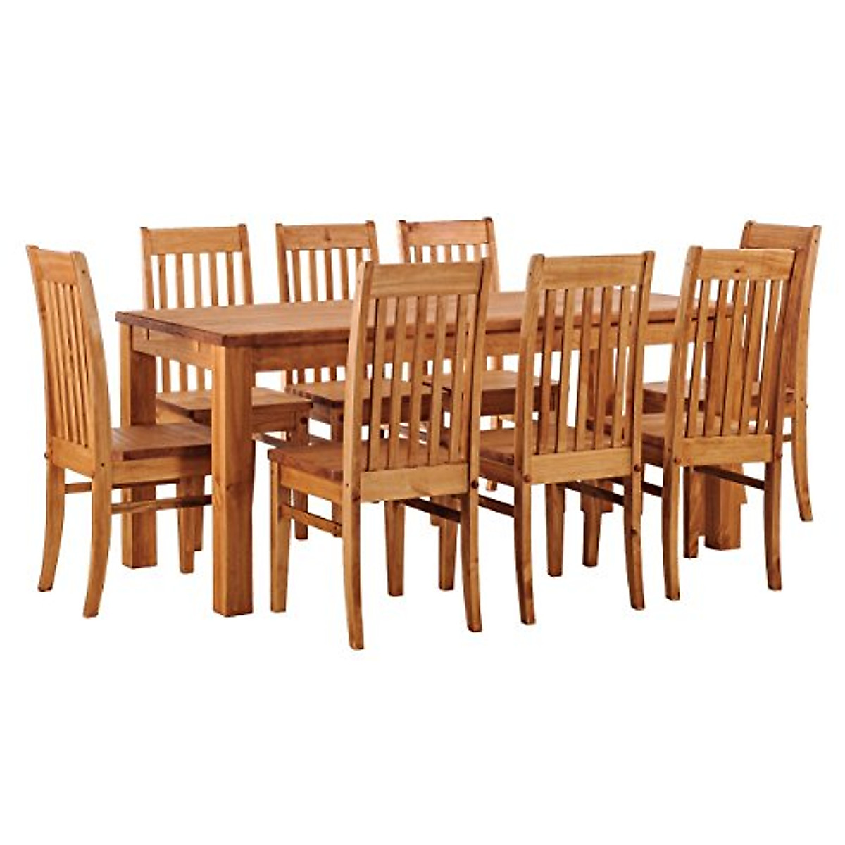 B.R.A.S.I.L.-Möbel TableChamp Dining Table Set Rio Eight Pine Chairs with Extensions Included Honey Solid Wood