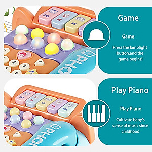 Chirldren Telephone Toy Cartoon Simulated Landline Smartphone Drag Function Call Play Piano Early Education Music Learn Hit Hamster Children Enlightenment Brain Toys Creative Gift for Kids Blue