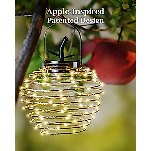 86 LEDs Solar Lights Outdoor Hanging Lantern, JACKYLED Waterproof Apple-Shaped Solar Powered Dusk to Dawn Outdoor Decorative Lighting for Garden, Palm Trees, Sidewalk, Pathway (2 Pack)