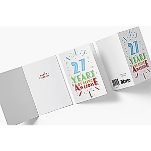 27th Birthday Card for Him Her - 27th Anniversary Card for Dad Mom - 27 Years Old Birthday Card for Brother Sister Friend - Happy 27th Birthday Card for Men Women | Karto – Being Awesome (Color)