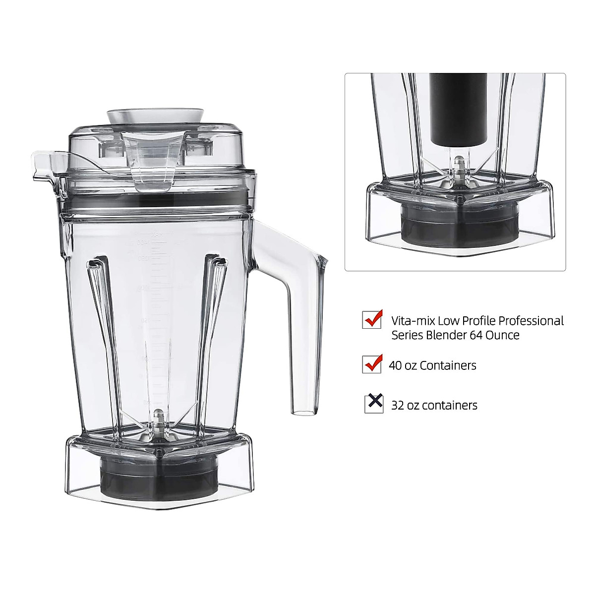 BXIZXD Low Profile Blender Tamper Accessories Parts Replacement for Vitamix Blender 64-Ounce and 40-Ounce Containers Only, Compatible with Professional Series Pro 750 5300 7500 Blender, 11 In, Black