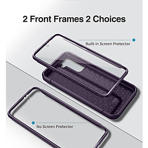 SURITCH for Samsung Galaxy S21 Case 6.2 Inch (Only), (2 Front Frames) Full-Body Heavy Duty Rugged Shockproof Phone Cover with Built-in Screen Protector, Dark Purple