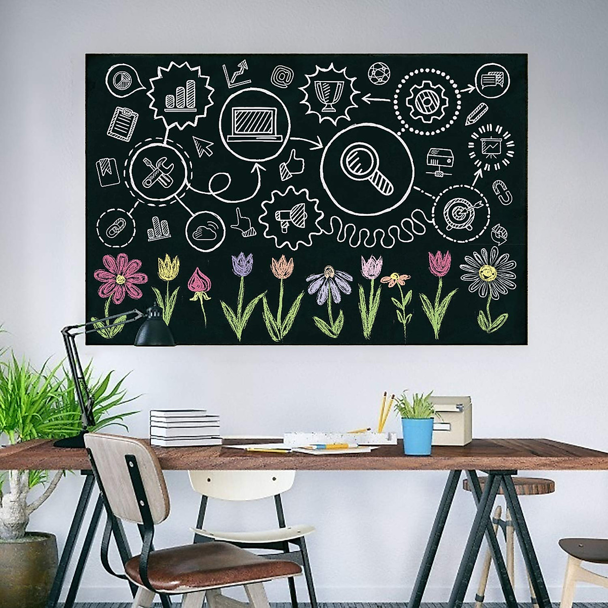 3 Rolls 17” x 78.7” Chalkboard Contact Paper - Adhesive Blackboard Wall Decal Vinyl Stickers, 15 Chalks Included