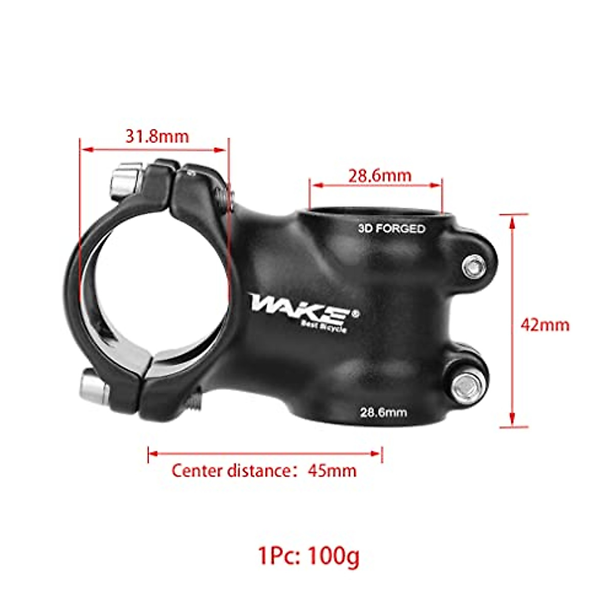 CYSKY 31.8 Bike Stem 7 Degree 45mm MTB Stem Handlebar Riser Extender for Road Bike, Mountain Bike, MTB, BMX, Cycling (45mm)