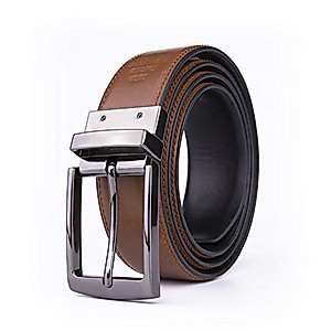 Axesoria Men's Vegan Reversible Belt Gunmetal Buckle Black/Tan 36/38