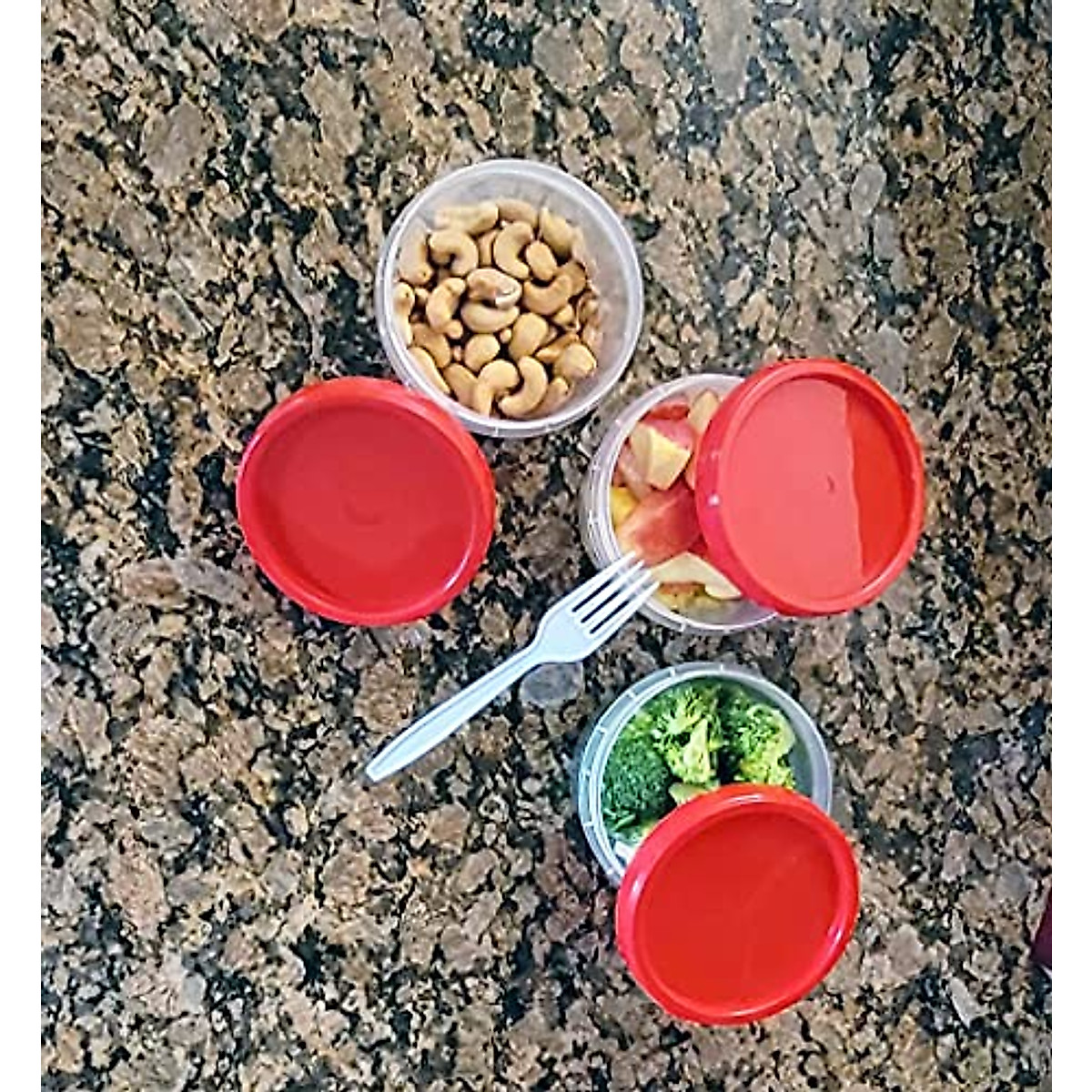 Durx-litecrete (10 Ounce 10 Pack Twist cap Deli Containers Clear Bottom With Blue Top Screw on Lids Twist Top Food Storage Freezer Containers