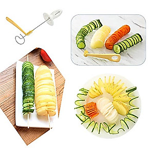 2 Set Tornado Spiral Potato Cutter Manual Slicer, Fry Vegetable Spiralizer Chips Maker with 4 stainless steel Sticks