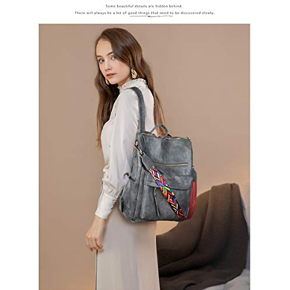 Tom Clovers Women Leather Backpack Daypack Casual Fashion Bag for Ladies Girls