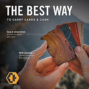 The Ridge Wallets for Men - Slim Minimalist Wallet For Men, Front Pocket, RFID - Card Holder Wallet - Mopane