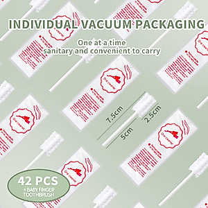 Little Meerkat 42 Pcs Disposable Baby Toothbrush for Infant & Newborn | Milk Stains & Tooth Decay | Baby Tongue Cleaner with FFS & 5-Layer Cotton Swab | 0-12 Month Baby Teething & Oral Care Cleaner