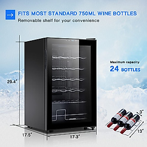 STAIGIS 24 Bottle Compressor Wine Cooler Refrigerator, Small Freestanding Wine Fridge for Red, White and Champagne, Mini Fridge with 40-66F Digital Temperature Control Glass Door