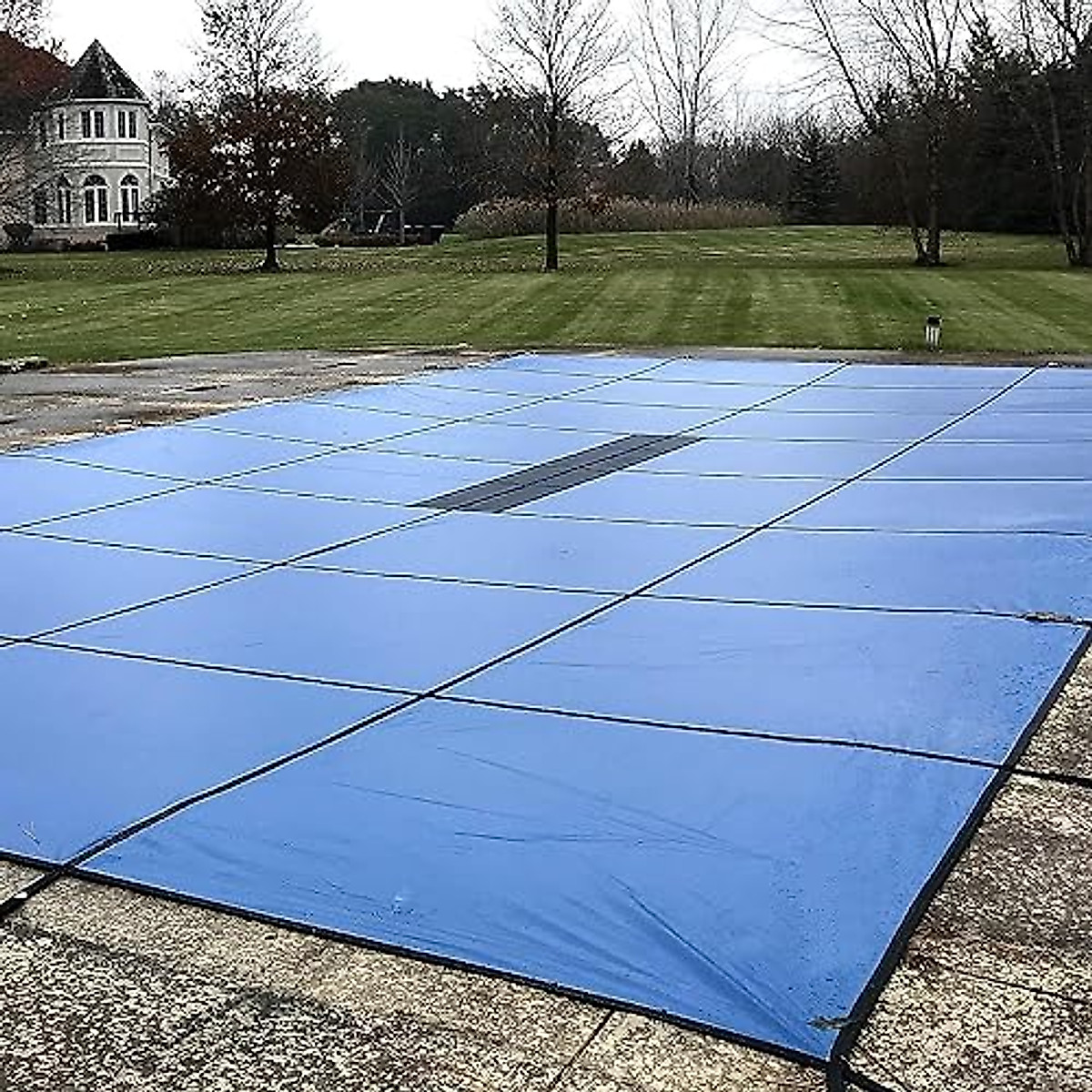 WaterWarden Inground Pool Solid Safety Cover 30' x 60', Rectangle, 15-Year Warranty, UL Classified to ASTM F1346, Triple Stitched for MAX Strength, Break-Strength of Over 4,000 lbs., Hardware Included