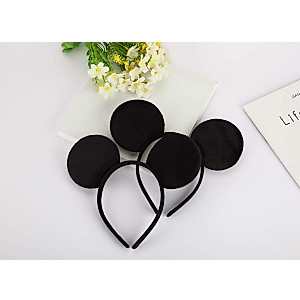 FANYITY Mouse Ears, 2 Pcs Mice Ear Costume Headbands Hair Band for Christmas Party (Red&Black)