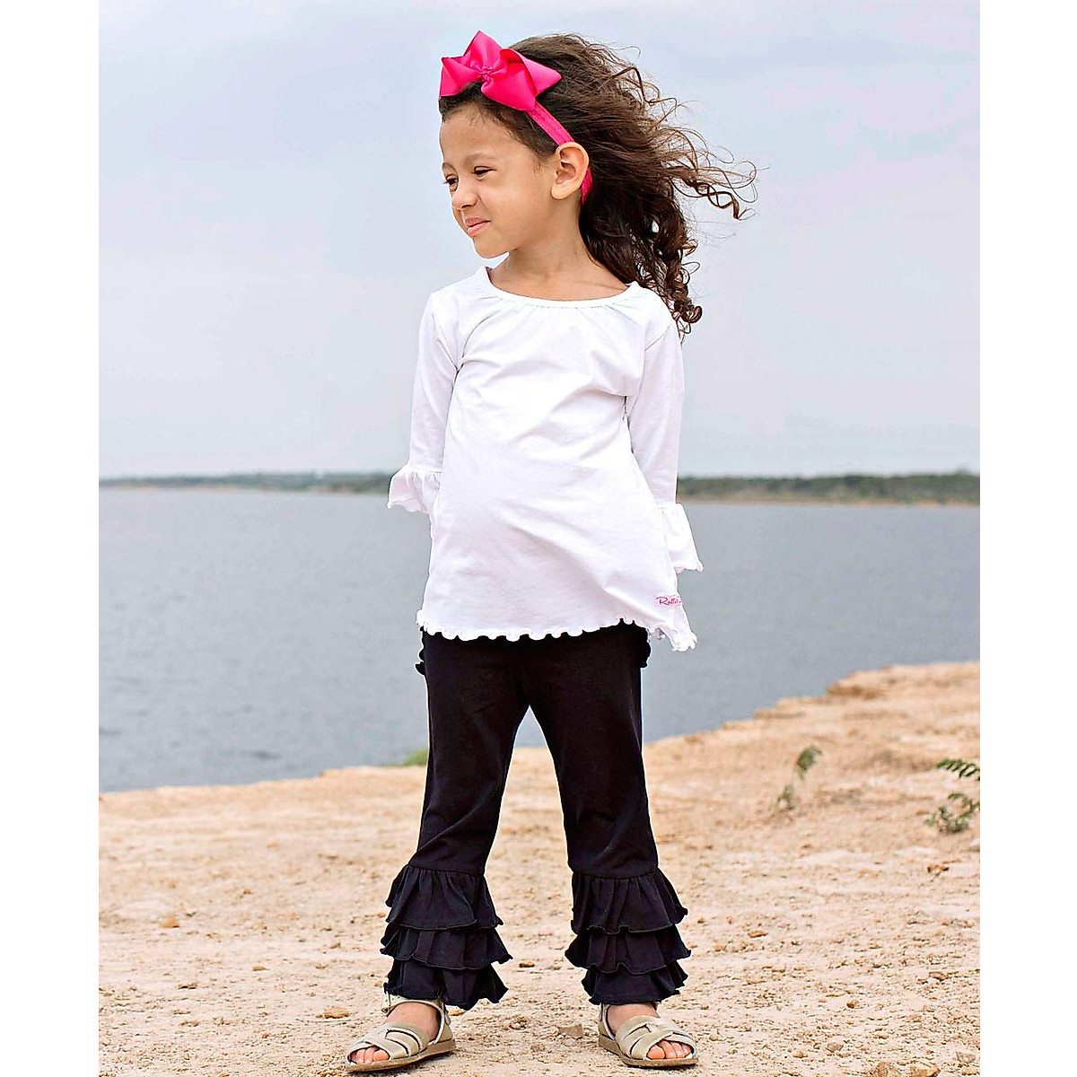 Black Ruffle Pants - 6-12m