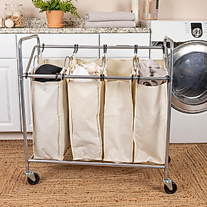 Household Essentials Four Bag Laundry Sorter, Chrome Finish