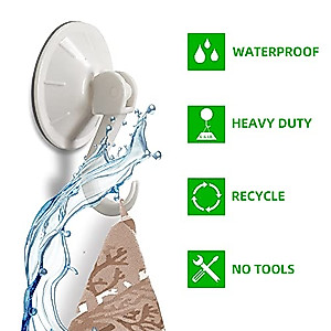 Suction Cup Hooks, SUNDOKI Suction Shower Hooks Heavy Duty Hangers for Window Glass Door Kitchen Bathroom Shower Wall - 4 Pack (Small)