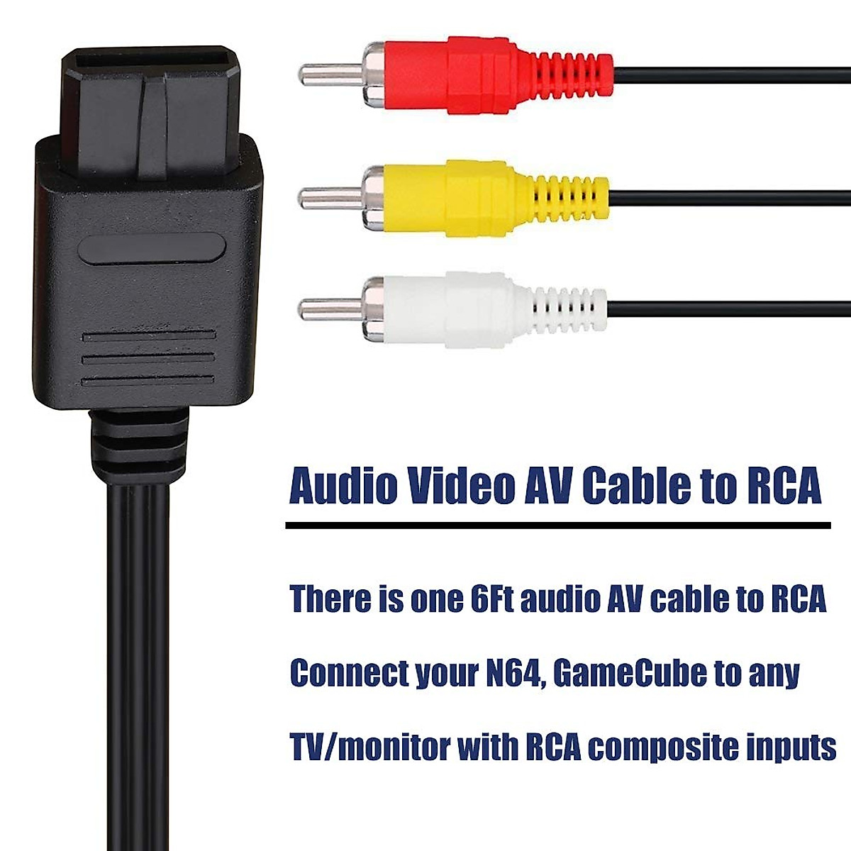 AV Cable Composite Video Cord Compatible with Nintendo 64/N64/GameCube/Super Nintendo SNES TV Game(6 Feet)