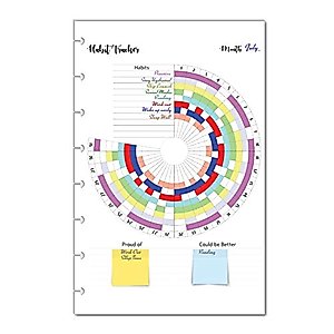 Habit Tracker Inserts for 8 Disc Junior Size Discbound Planners, Habit Log, Resolution Tracker, Monthly Habit Planner for Medium Size Planners(PLANNER SOLD SEPARATELY) (8 Disc Junior (5.5" x 8.5"))
