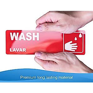 Wash, Rinse, Sanitize Handwash Sink Labels, Heavy Duty 3 Compartment Sink Waterproof Sticker Signs for Wash Station, Commercial Kitchens, Restaurant, Food Trucks, Busing Stations and Dishwashing