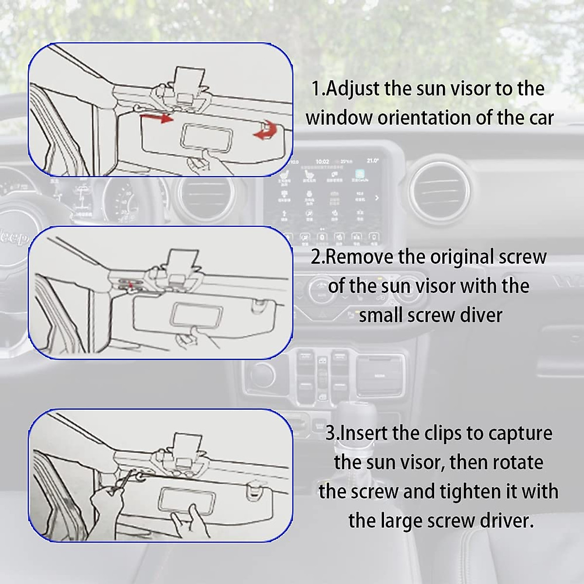 Sun Visor Repair kit for Jeep Wrangler, Heavy Duty Sun Visor Clips for Jeep Gladiator Accessories Inner Sun Visor Clips Compatible with Jeep Wrangler JK 2018/ Wrangler 2018-2022/ Gladiator 2020-2022