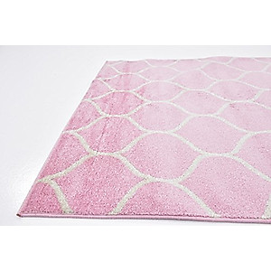Unique Loom Trellis Frieze Collection Area Rug - Rounded (5' 1" x 8', Light Pink/ Ivory)