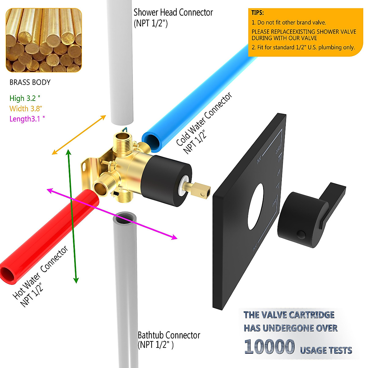 SOOOHOT Shower Fixtures, Black Shower Faucet Set with 12 Inch Matte Black Shower Head and Tub Spout, Black Shower Head and Handle Set (Valve Included)