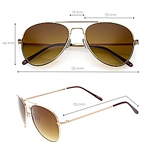 zeroUV - Aviator Sunglasses for Women, Classic Style Glasses for Small Faces 50 mm (Gold)