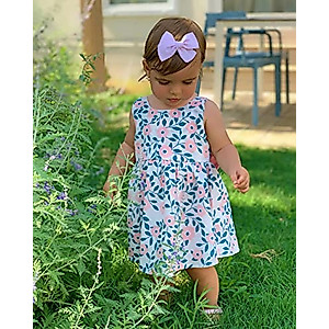 PATPAT Toddler Baby Girl Clothes Floral Print Bowknot Sleeveless Cute Baby Girl Dress Set 3-6 Months 2PC