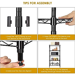 LEHOM 5-Tier Metal Storage Shelves Wire Shelving Unit Storage with Adjustable Leveling Feet for Laundry Bathroom Kitchen,Steel Organizer Wire Rack 220 LBS Capacity(23.63" L×13.78" W×59.1" H)