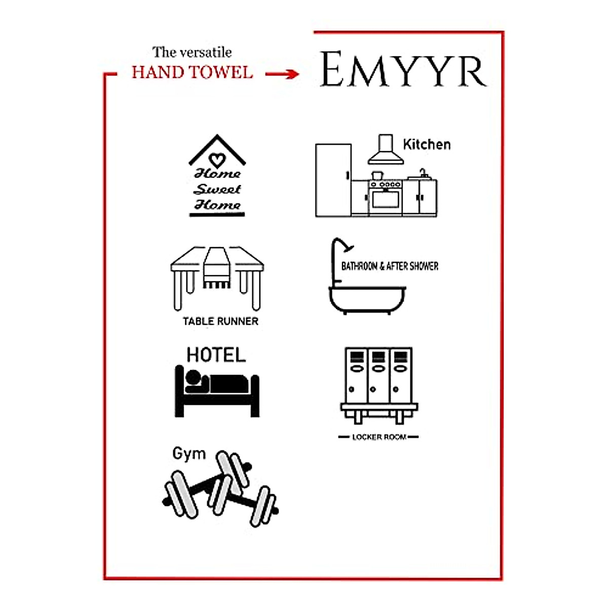 Emyyr Hand Towels for Bathroom - Kitchen - Set of 2 -0 Cotton - Pre Washed, Quick Dry, Soft, 17x37' - Decorative Hand Towel - Hand Towels for Bathroom Clearance, Bath, Face, Tea Towels 01 (Grey1)