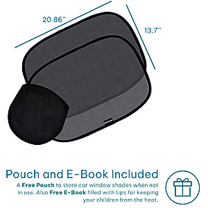 Enovoe Car Window Shades for Baby (2 Pack) - 21"x14" Sun Shade Blocker, Cling - Glare Shield and UV Rays Protection for Your Child - Side Window Screens for SUV- Mesh Window Shades for car Baby