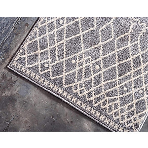 Unique Loom Fez Collection Tribal, Moroccan, Bohemian Area Rug, Runner 2' 0" x 6' 1", Gray/Beige