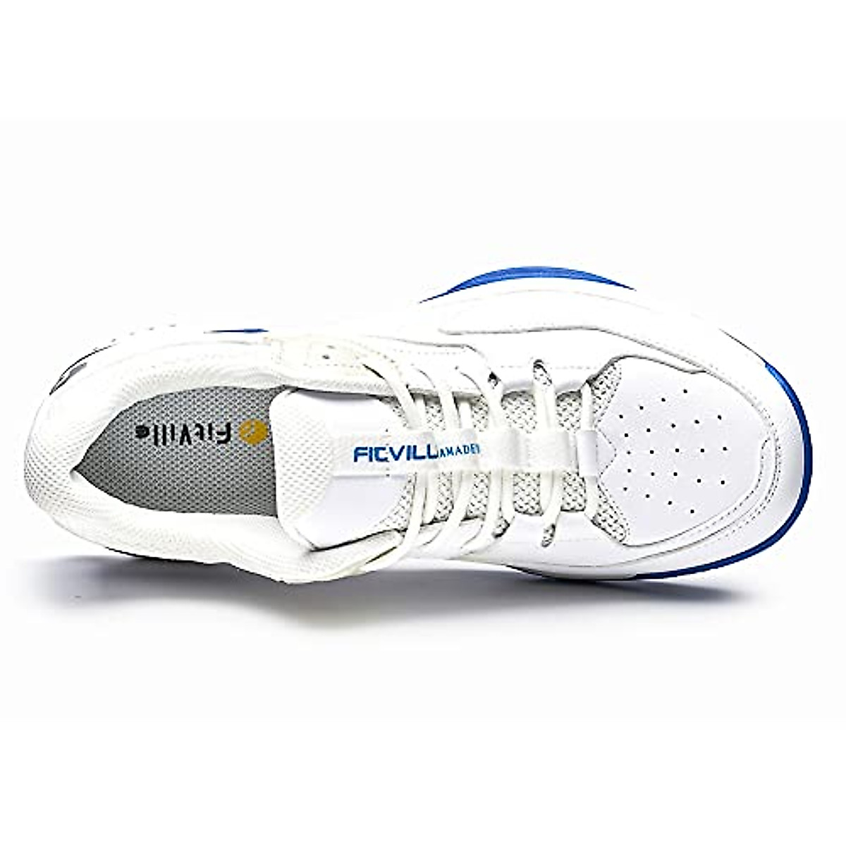 FitVille Wide Width Pickleball Shoes for Men All Court Tennis Shoes with Arch Support for Plantar Fasciitis (White, 9.5 Wide)