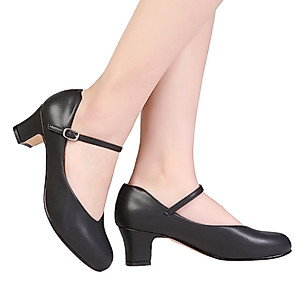 Stelle Character Shoes for Women Dance Shoes 1.5"/2" Ankle Strap Dancing Heels for Ballroom Salsa Tango Flamenco Latin (2''Black,8MW)