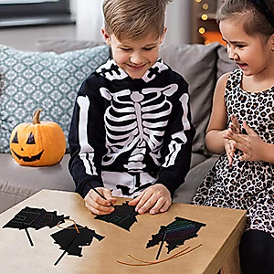 Halloween Magic Scratch Crafts for Kids and Adults - DIY Halloween Decorations - Haunted House Arts and Crafts Ornaments - Includes 24 Haunted House Ornaments, 24 Scratch Sticks, 24 Satin Cord Ribbons