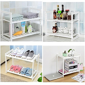 Under Sink Organizers and Storage Shelf,Expandable Cabinet Shelf Organizer Rack for Bedroom Bathroom Storage,Space-Saving Pot Lid Organizer