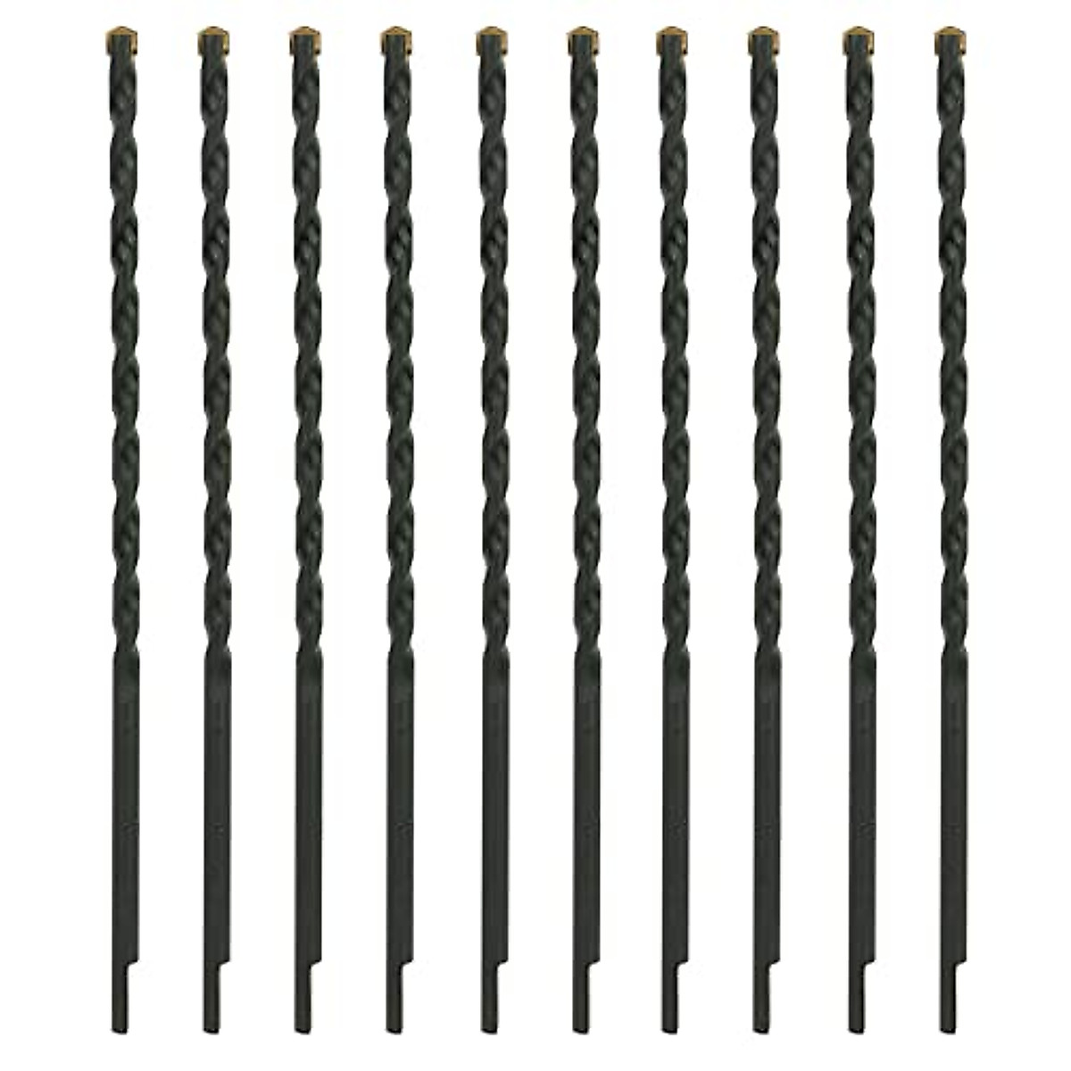 Sabre Tools 5/32 Inch x 5-1/2 Inch Masonry Drill Bit, 10-Pack Concrete Drill Bit, Carbide Tipped for Concrete, Brick, Stone, Half Flat Shank, Impact Performance (5/32" x 5.5", 10)