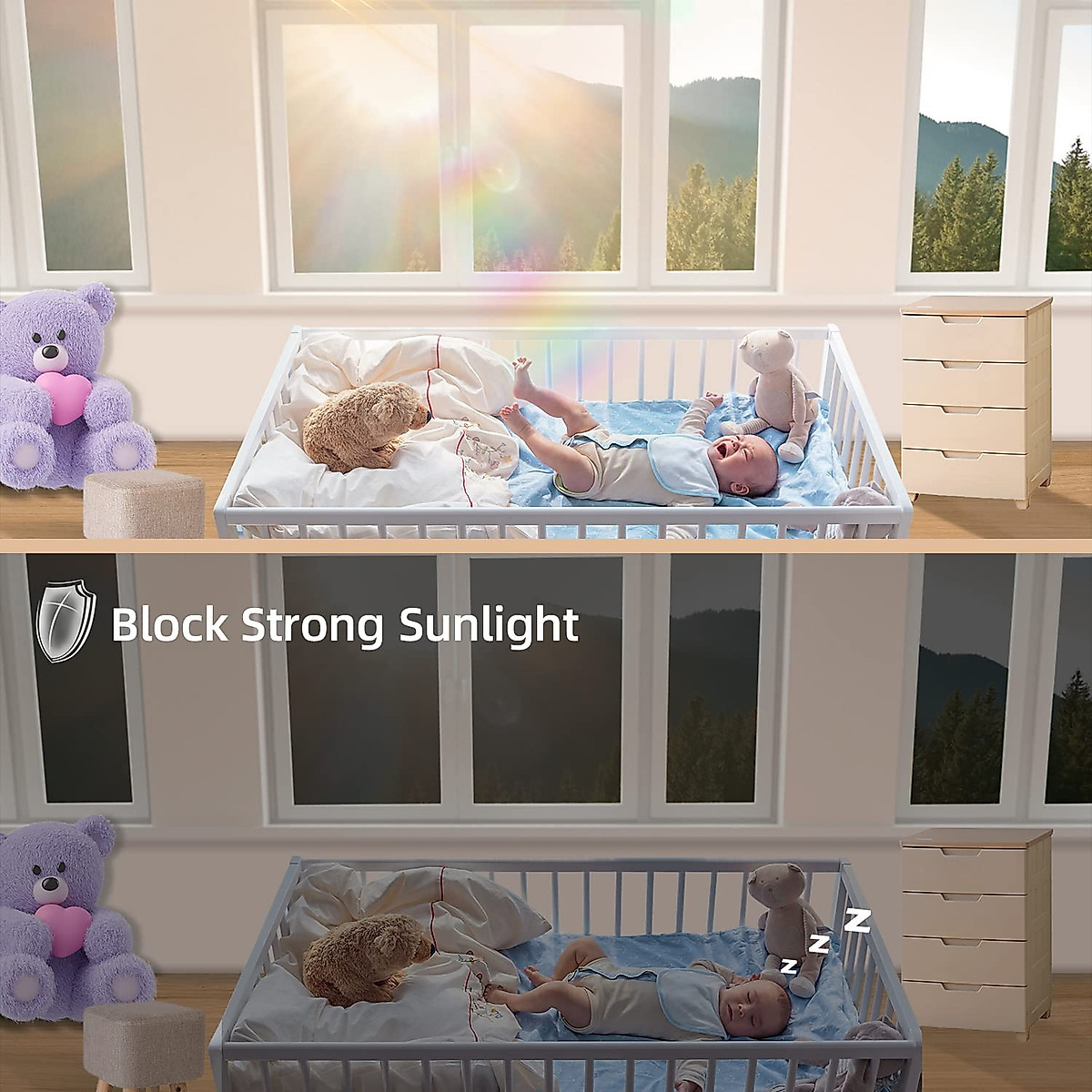 One Way Privacy Window Film Sun Blocking, Heat Blocking Window Tint for Home See Out But Not in, Static Cling & Anti UV, Black-Silver,17.5 Inch x 78.74 Inch