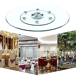 Tempered Glass Lazy Susan Turntable For Dining Table, Round Table Top Rotating Tray, Transparent Rotating Round Turntable 80 CM, Aluminum Alloy Bearing, Silent/Smooth/Not Easy To Dump Aluminium Alloy