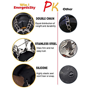 Upgraded Version of Walk Traction Ice Cleat Spikes Crampons,True Stainless Steel Spikes and Durable Silicone,Boots for Hiking On Ice & Snow Ground,Mountian.