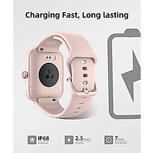 RERE ASW2-Pro Smart Watch (Answer/Make Call), Alexa Built-in, 1.8“ Fitness Tracker with 100 Sport Modes, Heart Rate, Blood Oxygen, Sleep Monitor, Fit for Android and iPhone, IP68 Waterproof, (Pink)