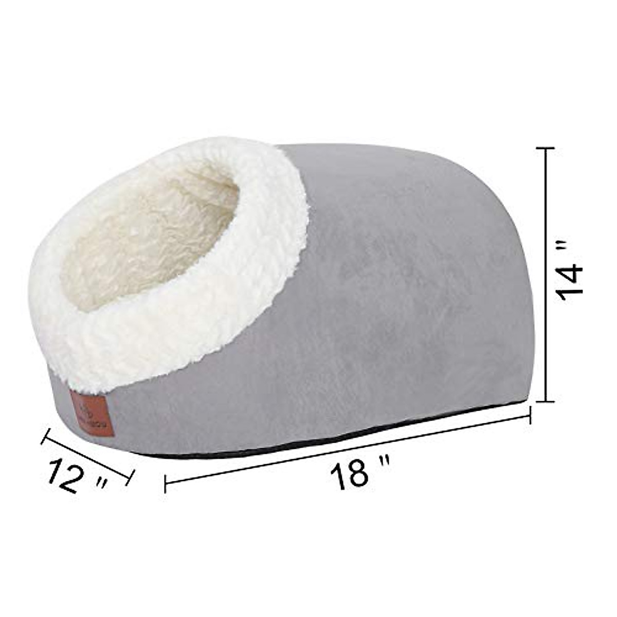 Miss Meow Cat Bed for Indoor Cats,Medium Large Cats Cave Bed,Machine Washable Slip Resistant Bottom,Ultra Soft Plush Cushion (Gray Cave)