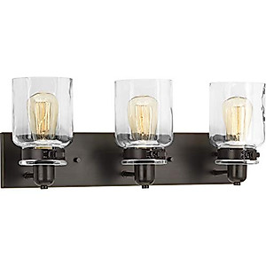 Calhoun Collection 3-Light Clear Glass Farmhouse Bath Vanity Light Antique Bronze