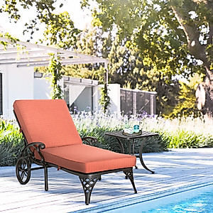 Outsunny Aluminum Adjustable Chaise Lounge Chair, Folding 4-Position Patio Recliner, Wheels, Armrests, Side Table, Cushion for Poolside, Backyard, Deck, Porch Garden, Red