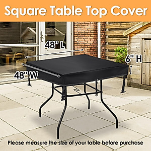 TOHONFOO Square Patio Table Cover - Waterproof Anti-UV Patio Table Cover - Outdoor Table Cover 48" L x 48" W x 6" H
